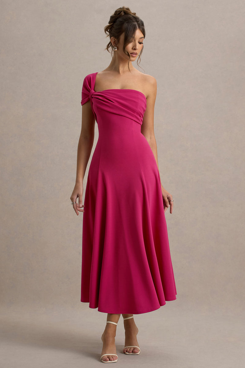 Malta Hot Pink One-Shoulder Midi Dress – Club L London - USA