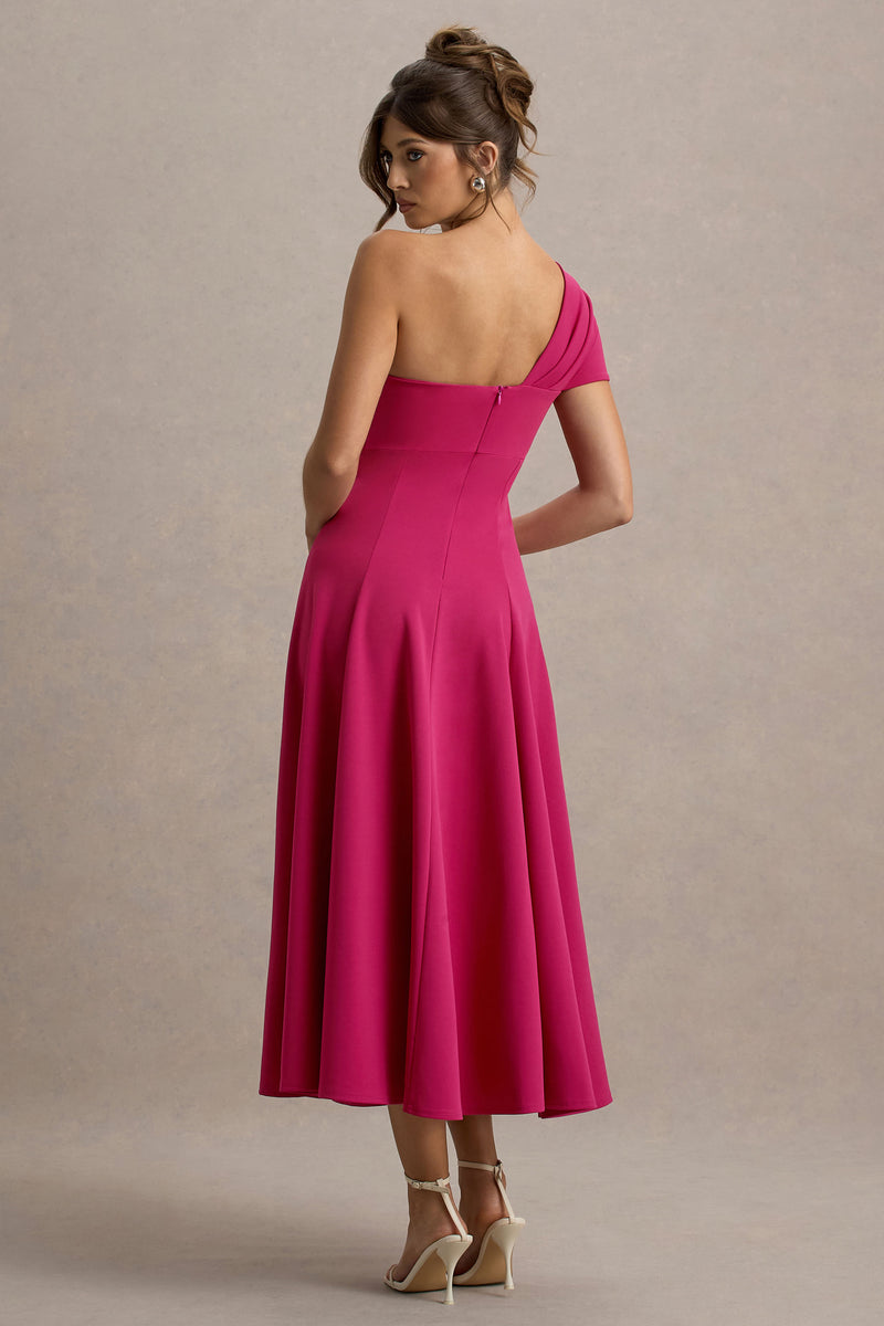 Malta Hot Pink One-Shoulder Midi Dress – Club L London - USA