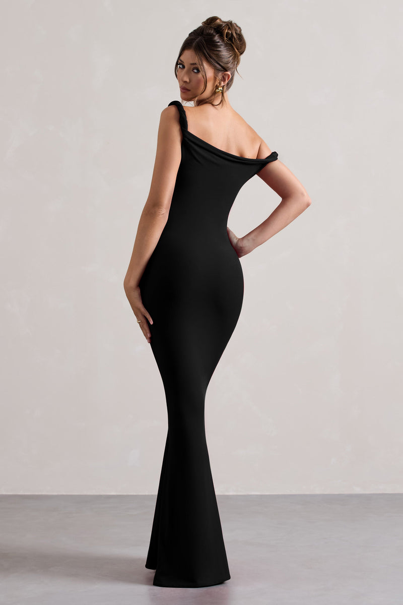 Lita Black Twisted Asymmetric Maxi Dress – Club L London - USA