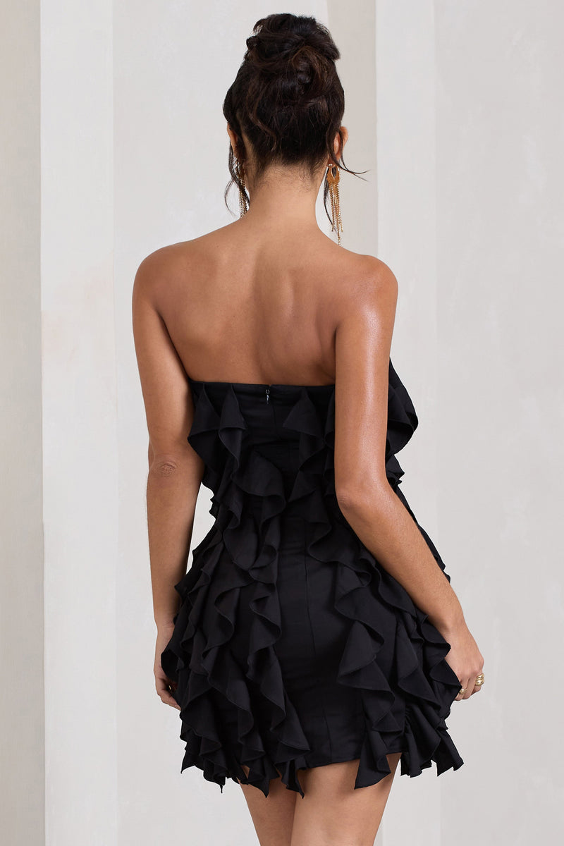 It Girl Black Bandeau Bodycon Mini Dress With Ruffles – Club L London - USA