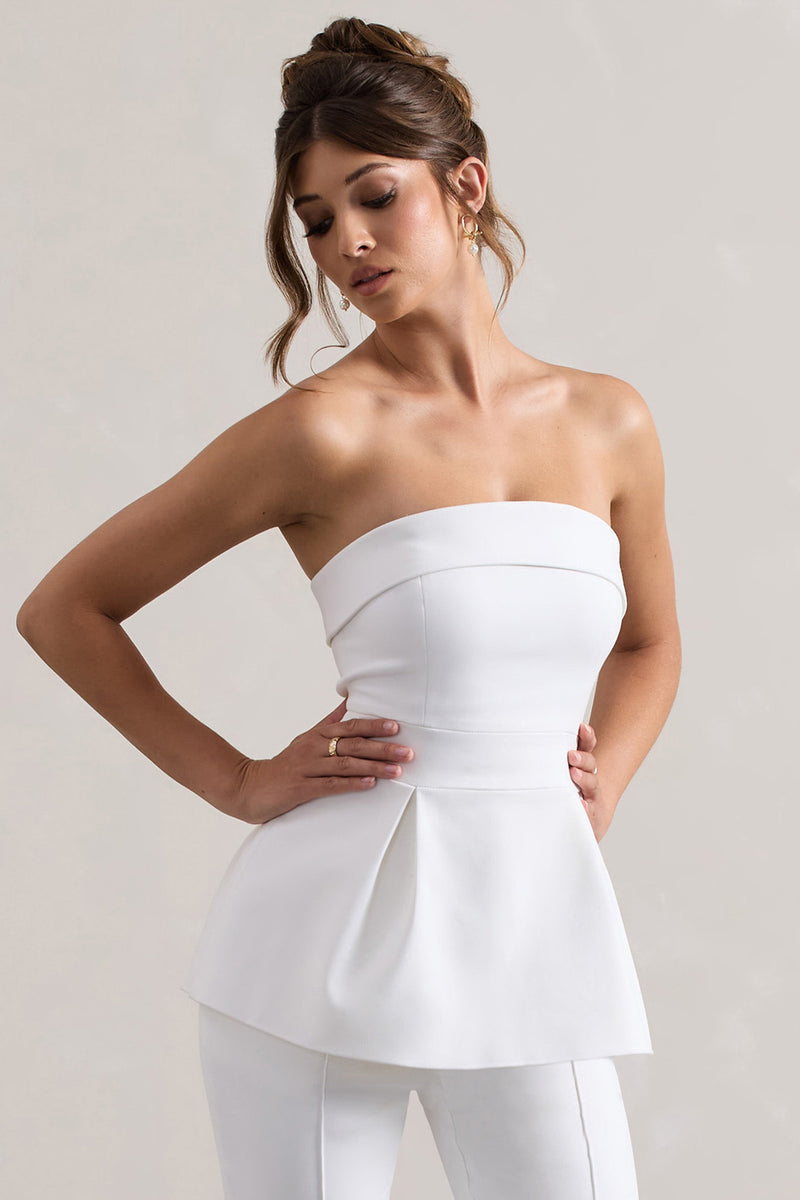 Arrow White Strapless Tailored Top – Club L London - USA