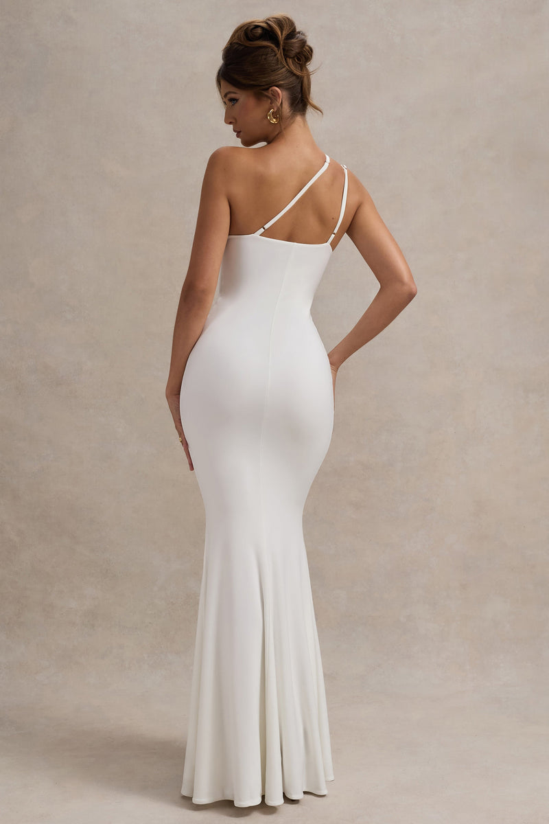 Neroli White Strapless Asymmetric Twisted Maxi Dress – Club L London - USA