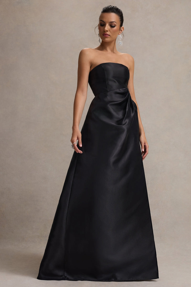 Universe Black Bandeau Puff-Skirt Split Maxi Dress – Club L London - USA