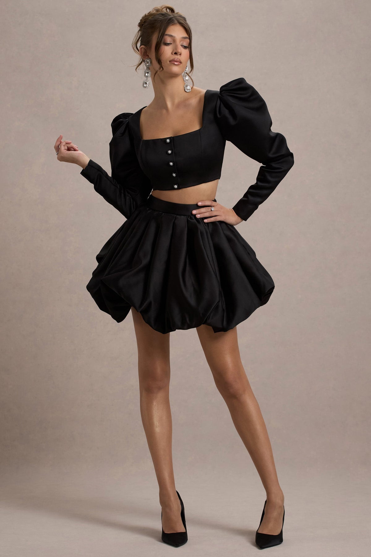 Tosca Black Satin Bubble Mini Skirt – Club L London - USA
