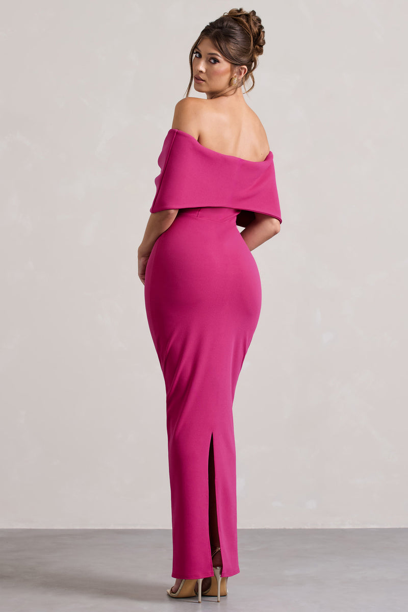 Cornelia Hot Pink Strapless Maxi Dress With Oversized Bow – Club L ...