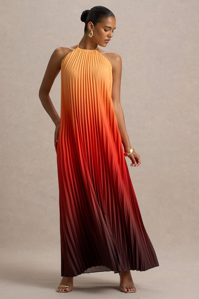 Anacapri Orange Ombre Halter-Neck Backless Maxi Dress – Club L London - USA