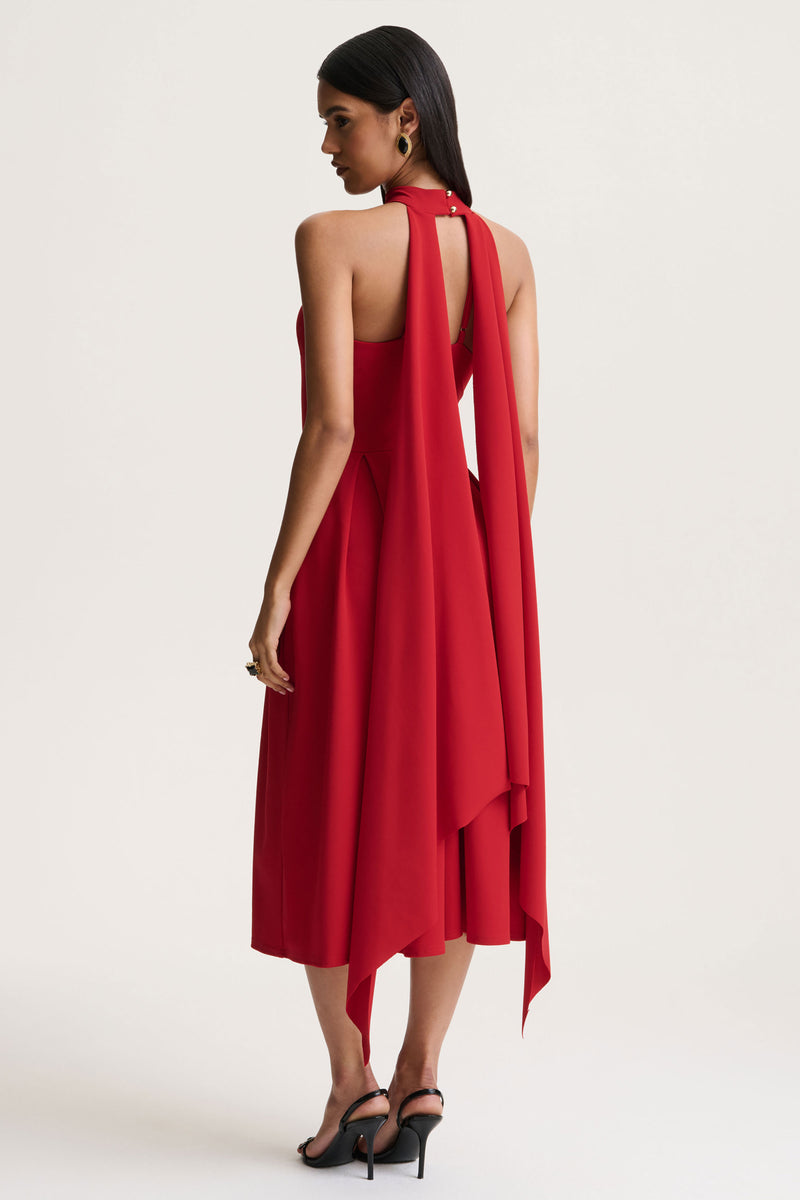 Rhode Red Halter-Neck Midi Dress – Club L London - USA