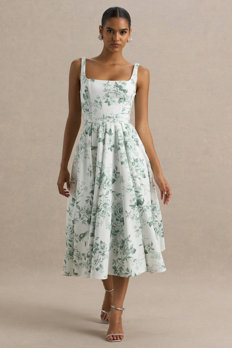 Lissa Green Porcelain Print Square-Neck Midi Dress – Club L London - USA