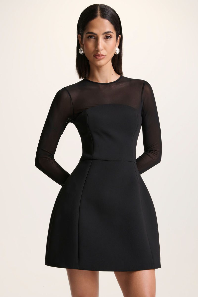 Aviana Black Mesh Crew-Neck Mini Dress – Club L London - USA