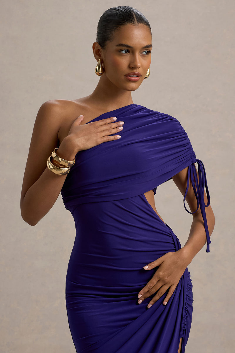Trance Blue Asymmetric Maxi Dress with Split – Club L London - USA