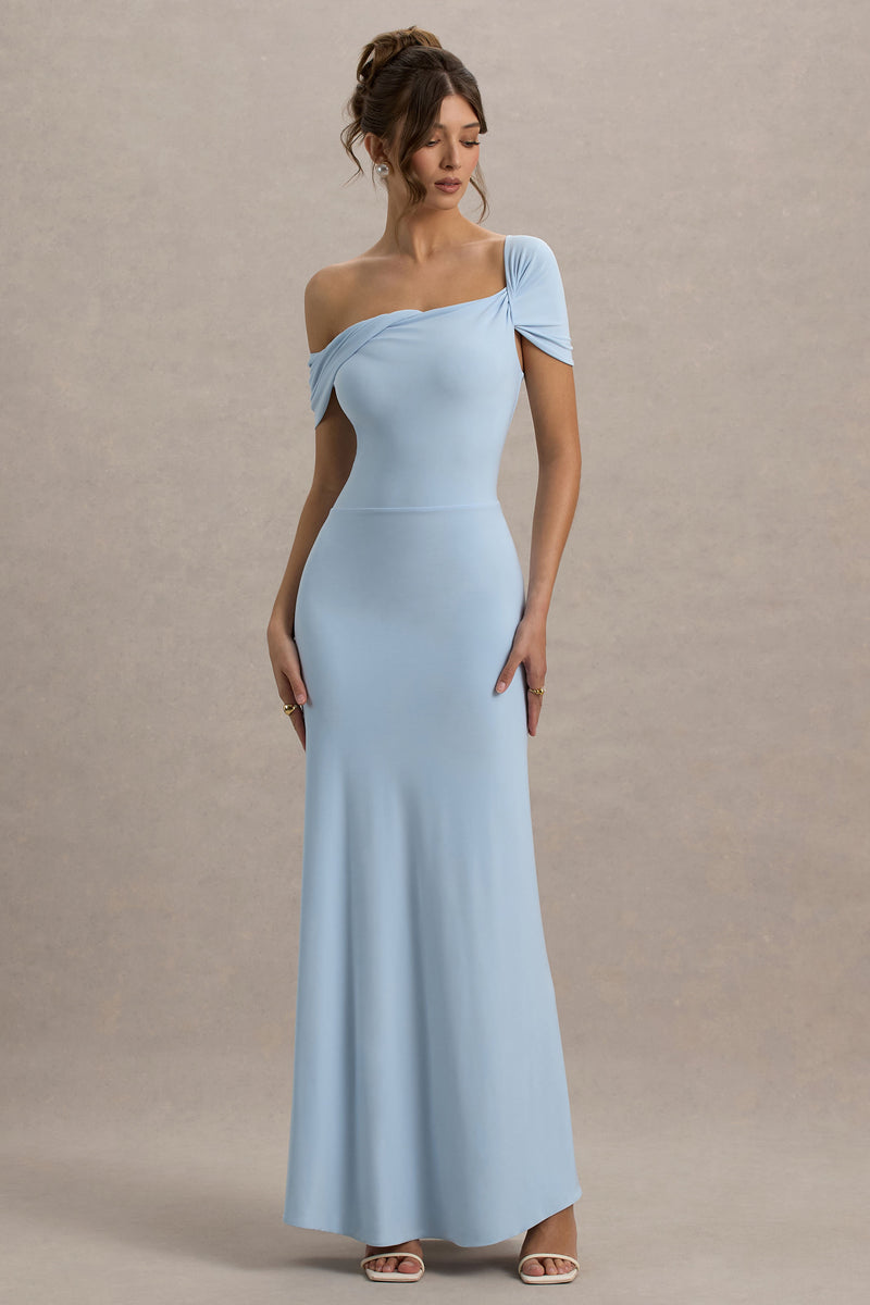 Amel Powder Blue Asymmetric Maxi Dress – Club L London - USA