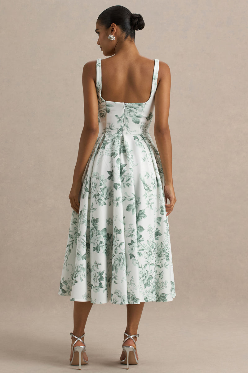 Lissa Green Porcelain Print Square-Neck Midi Dress – Club L London - USA